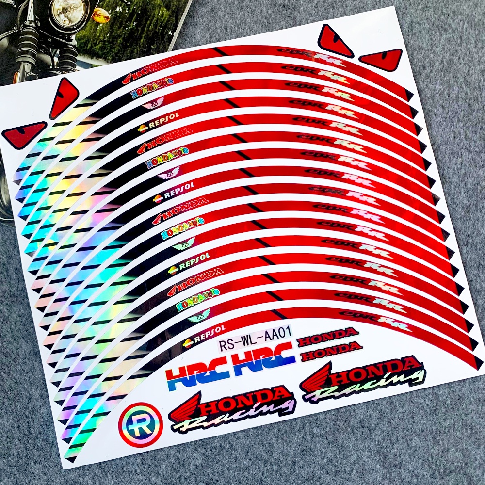16PCS 17 inch Motorcycle Reflective Rim Wheel Decals Wheel hub Stickers ...