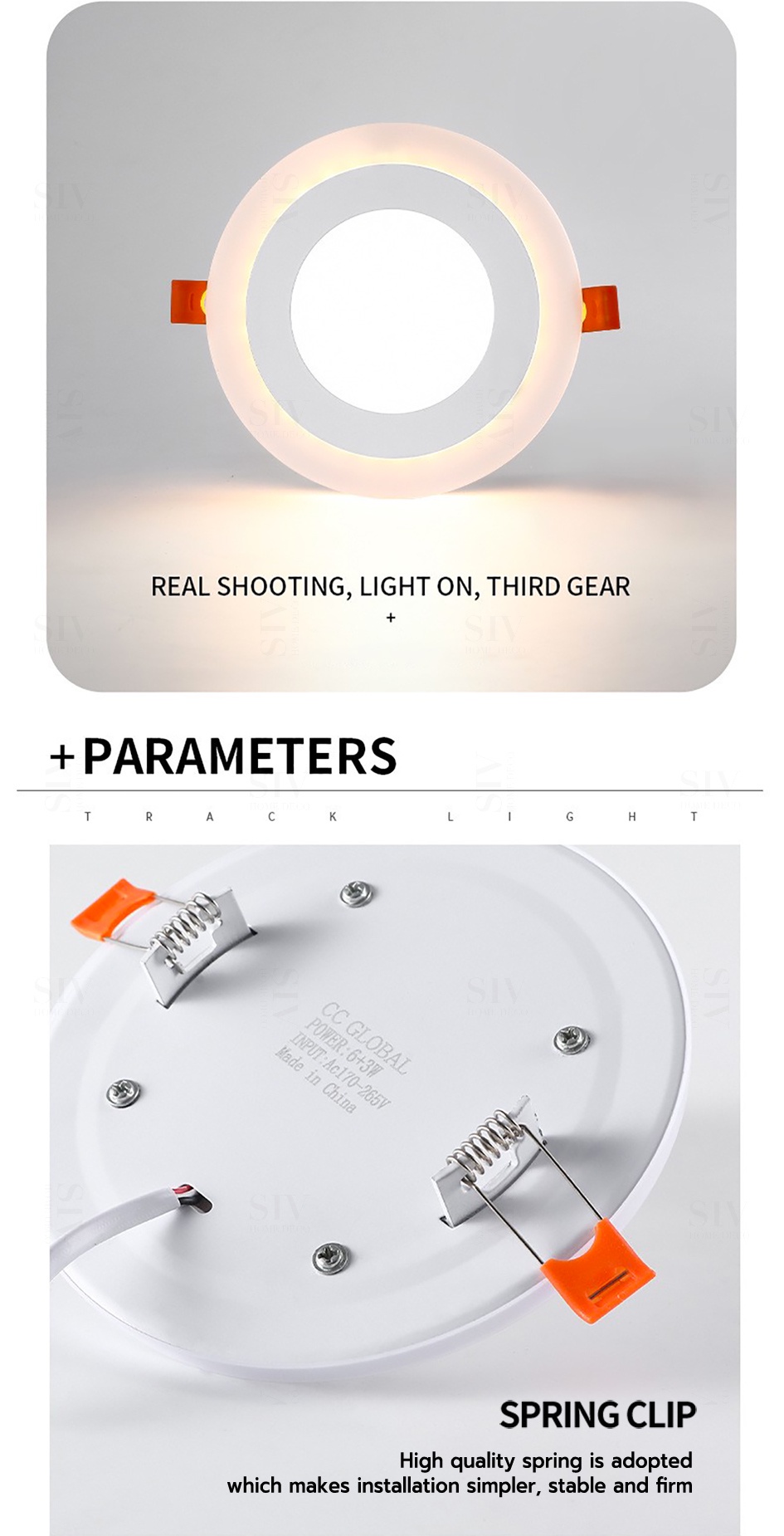 Siv Extra-Thin Tricolor Led Recessed Downlight Pin Light Ceiling Lights ...