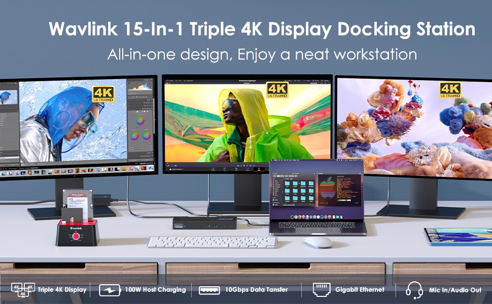 Wavlink 15 In 1 Universal Displaylink Docking Station Usb C Laptop Dock ...