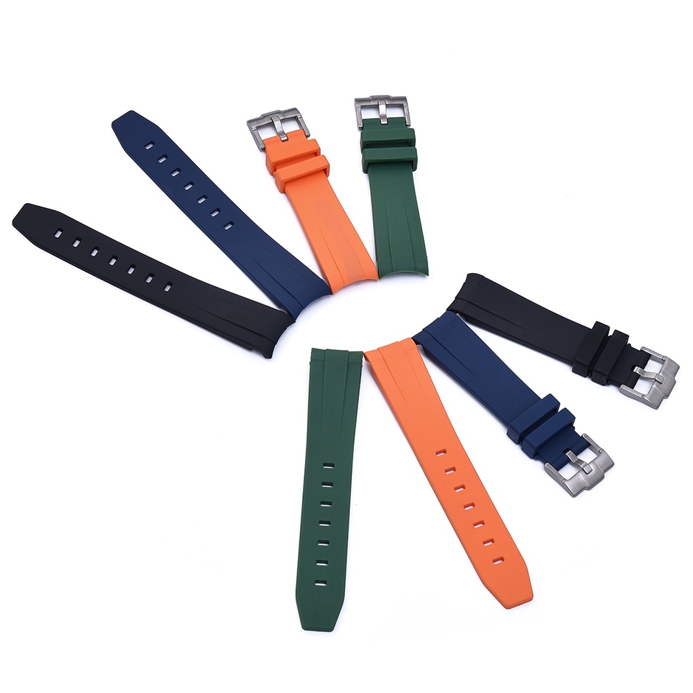 Curved Strap Rubber Watch Strap Curved End TPU Watch Band 20mm 22mm ...