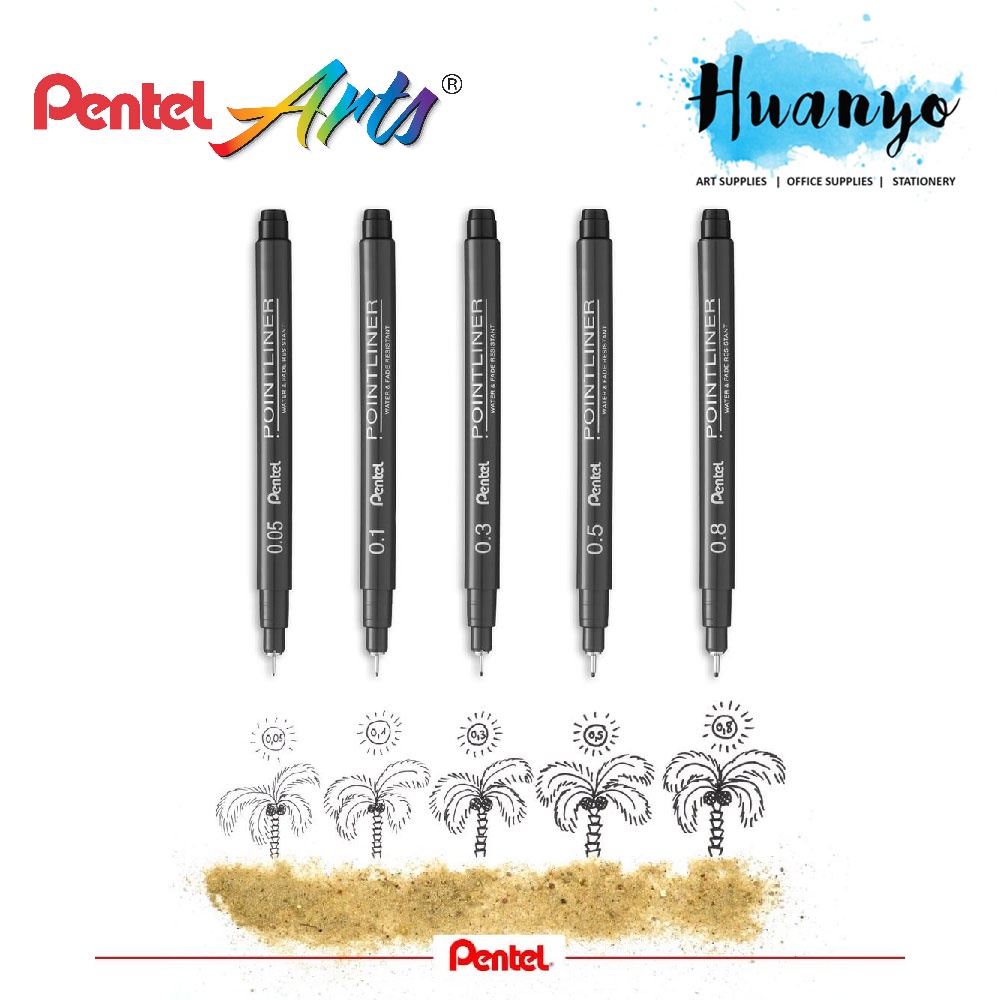 Pentel Pointliner S20P Technical Drawing Drafting Sketching Pen (Black ...