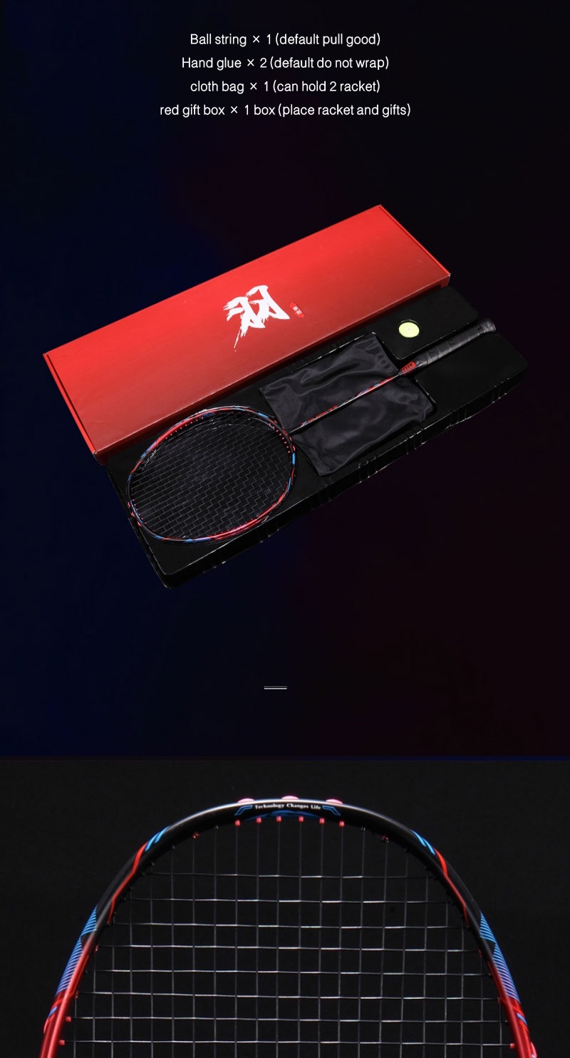 Alpsport Pf-Tfty 10u Max 35 Lbs Badminton Racket With Gift Box 100% ...