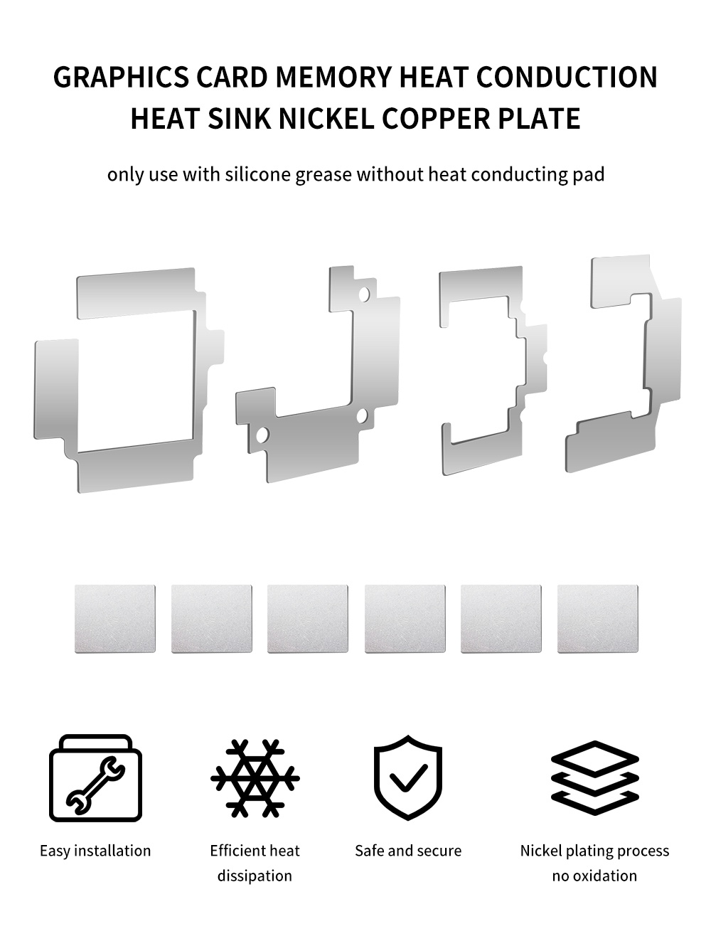 GPU RAM Nickel Plated Copper Heatsink Graphics Card Memory Miner RTX ...