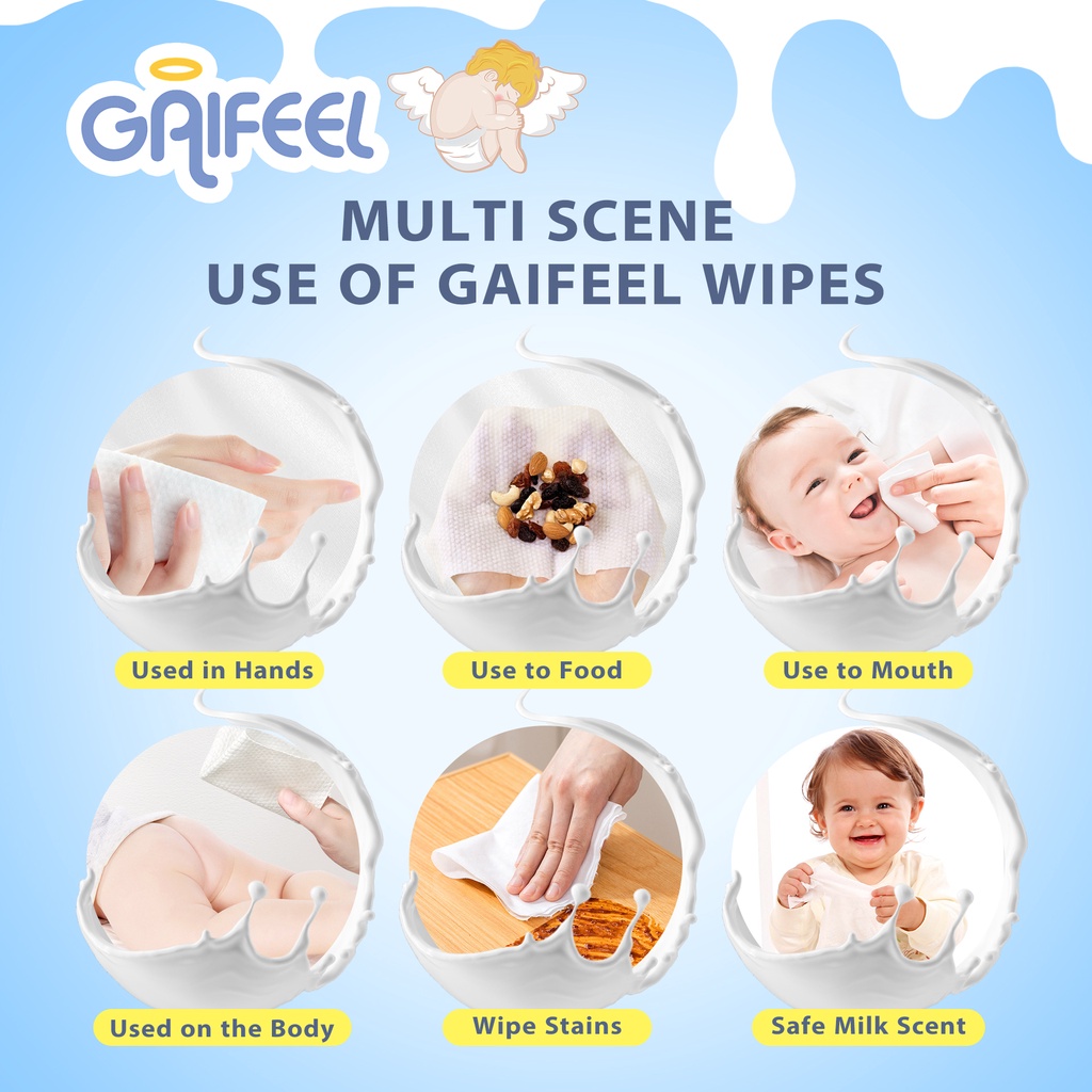 GAIFEEL Baby Wipes Milk Scent Baby Wipes 80PCS Pack of 5 | Shopee ...