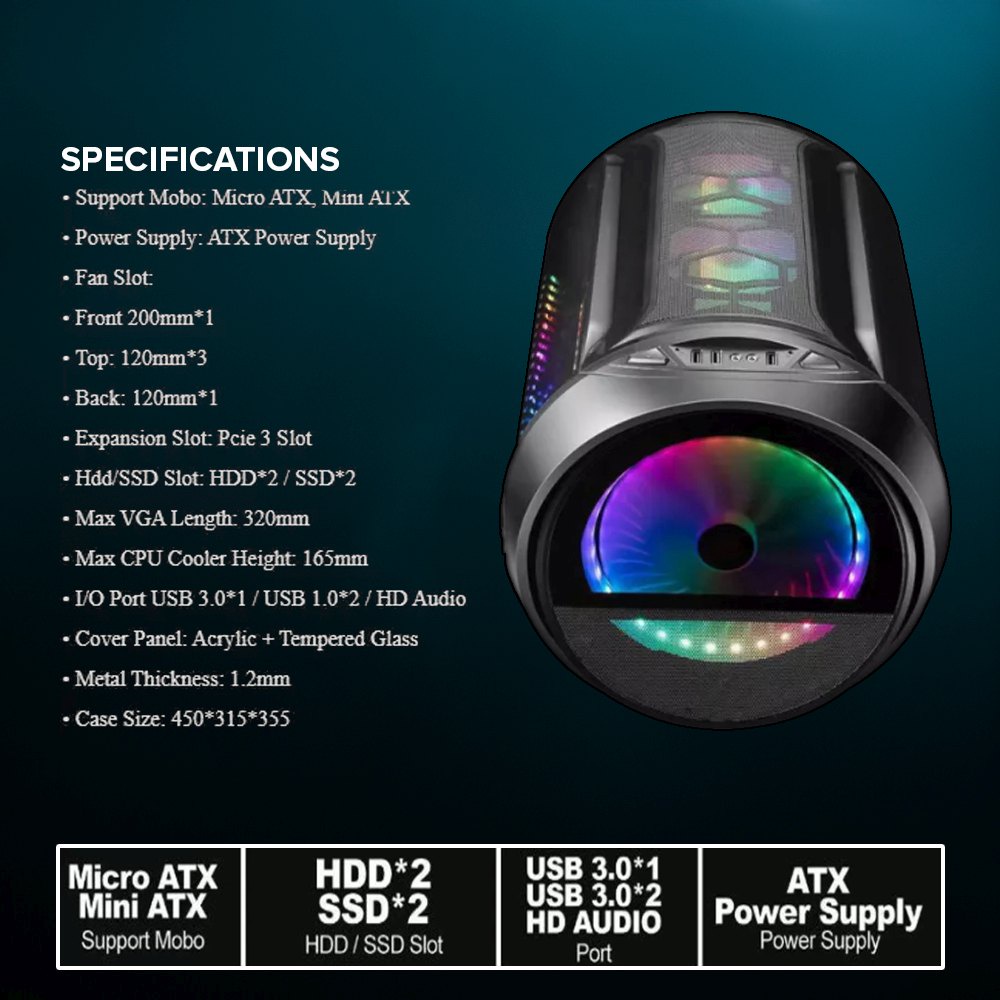 EasyPC | Inplay Canon 201 Micro ATX OPTIMAL AIRFLOW TEMPERED GLASS ...