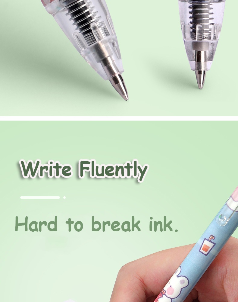 6 Pcs Kawaii Retractable Pen Set Cute Gel Pens Black Ink 0.5 mm School ...