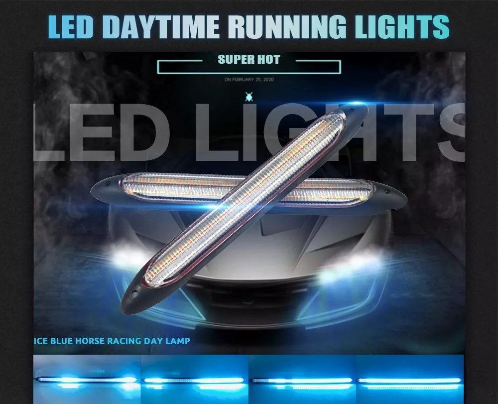 SEAMETAL 2Pcs 12V Car LED Daytime Running Light RGB Flexible Turn ...