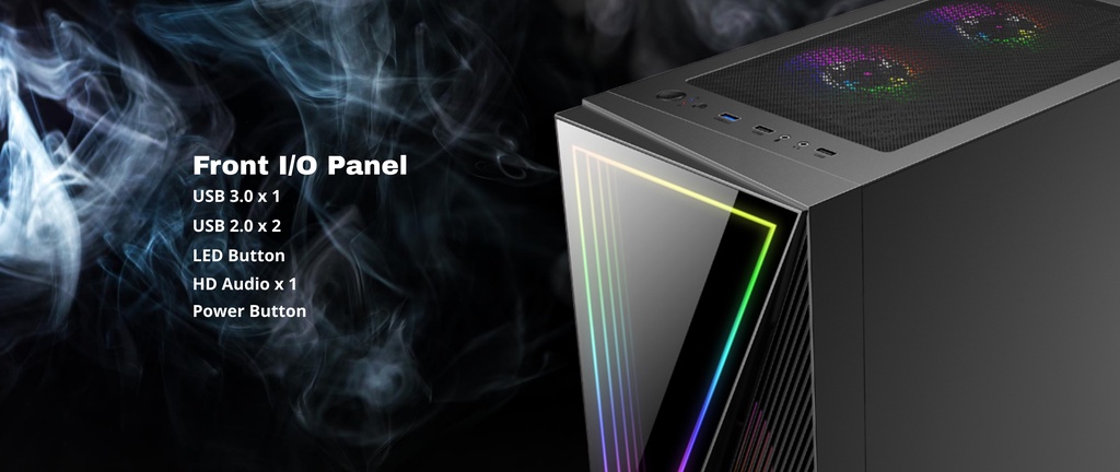 Invasion IM-200 ATX Mid-Tower Gaming Casing with ARGB Fan (AURORA FAN ...