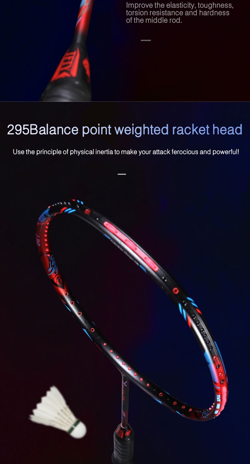 Alpsport Pf-Tfty 10u Max 35 Lbs Badminton Racket With Gift Box 100% ...