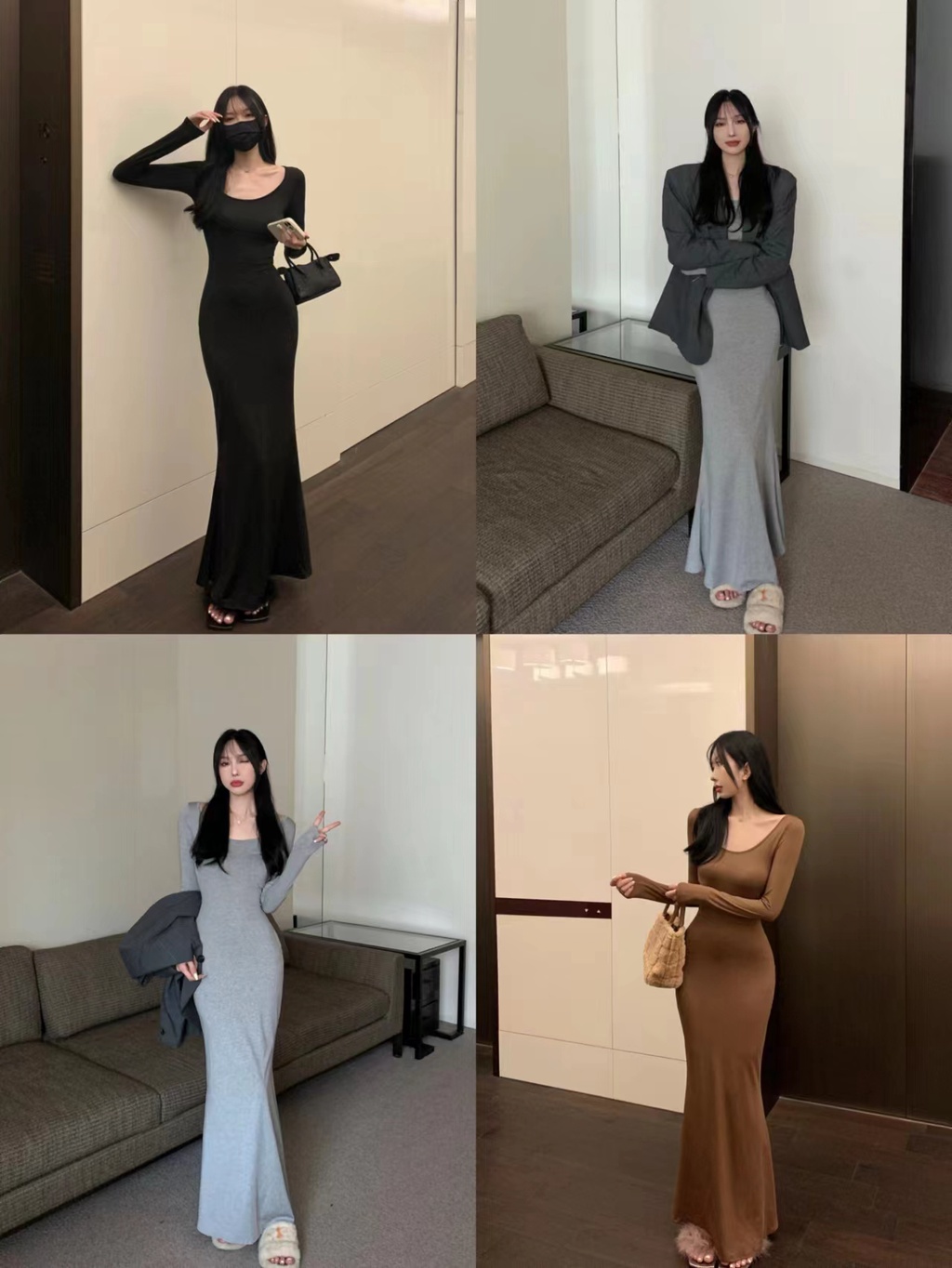 【Ready stock】Plus Size Korean formal Sexy Long Sleeve Slim Fishtail ...