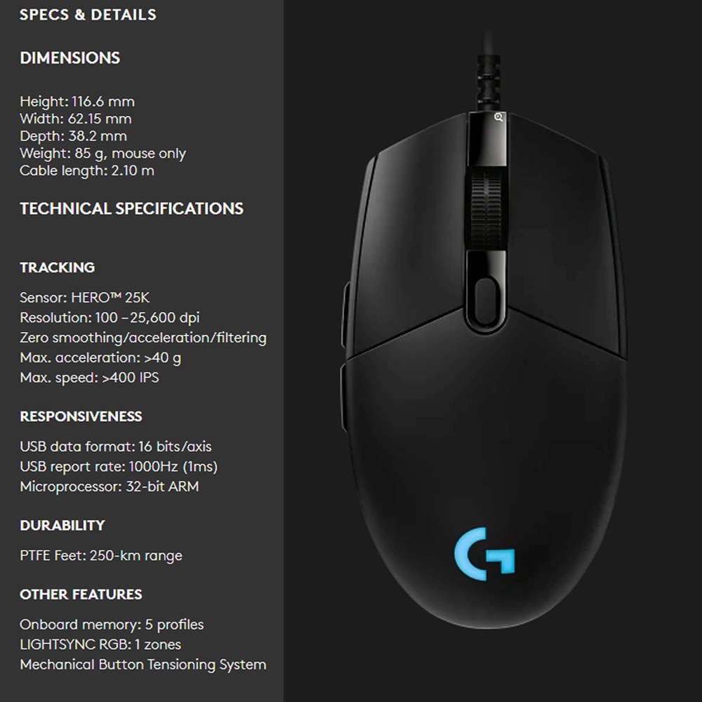 EasyPC | Logitech PRO HERO Gaming Mouse Black | Shopee Philippines
