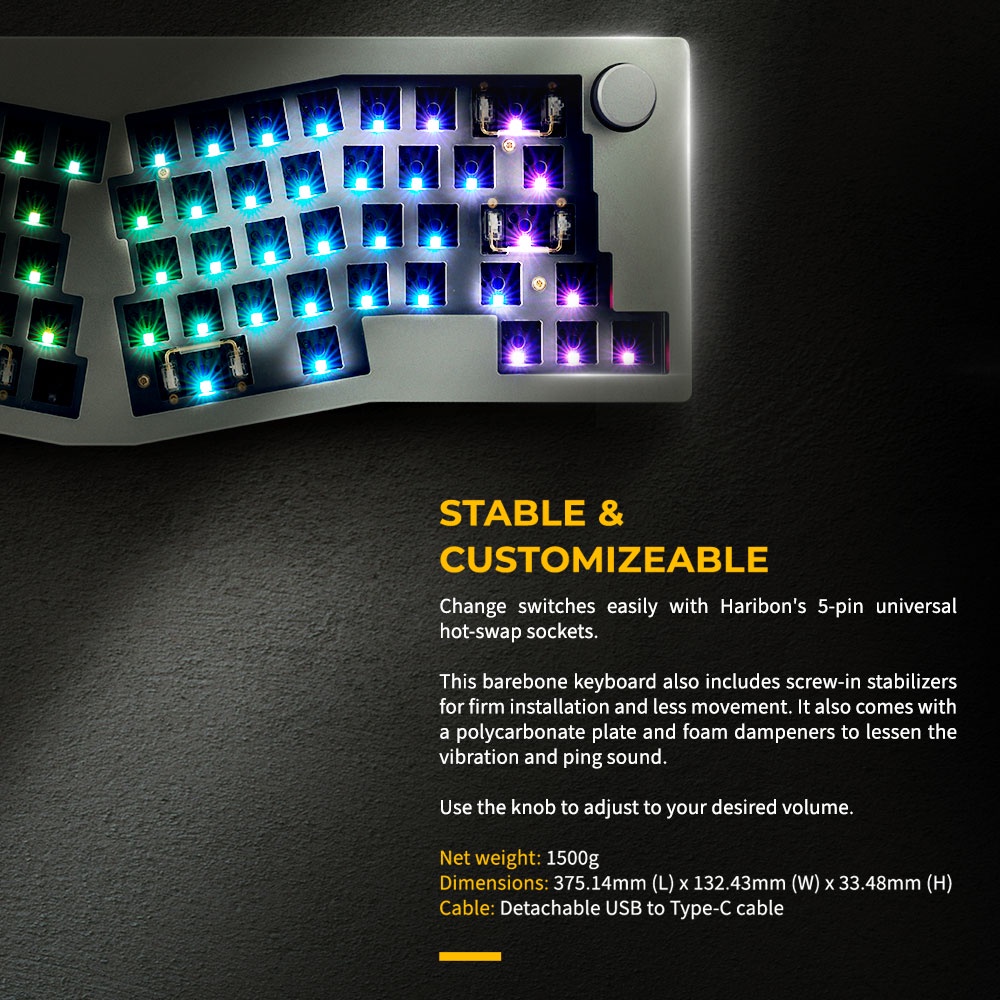 RAKK HARIBON Ergonomic Wireless Mechanical Keyboard| RGB | Dual Mode ...