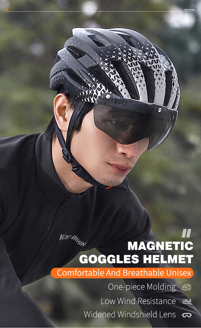 【Free Balaclava】WEST BIKING Bicycle Helmet With Magnetic Goggles Safety ...
