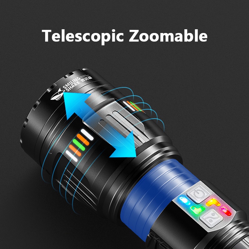 Smiling Shark Powerful Flashlight Led M80 12000LM Strong Light Flash ...