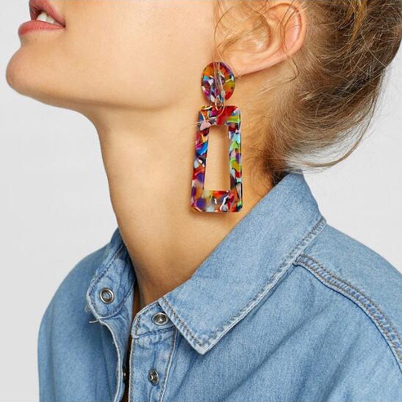 DUSE Fashion Ear Accessories Jewelry Women Acetate Earrings Geometric ...