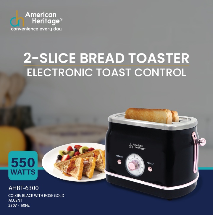 American Heritage 2-Slice Bread Toaster Electronic Toast Control Retro ...