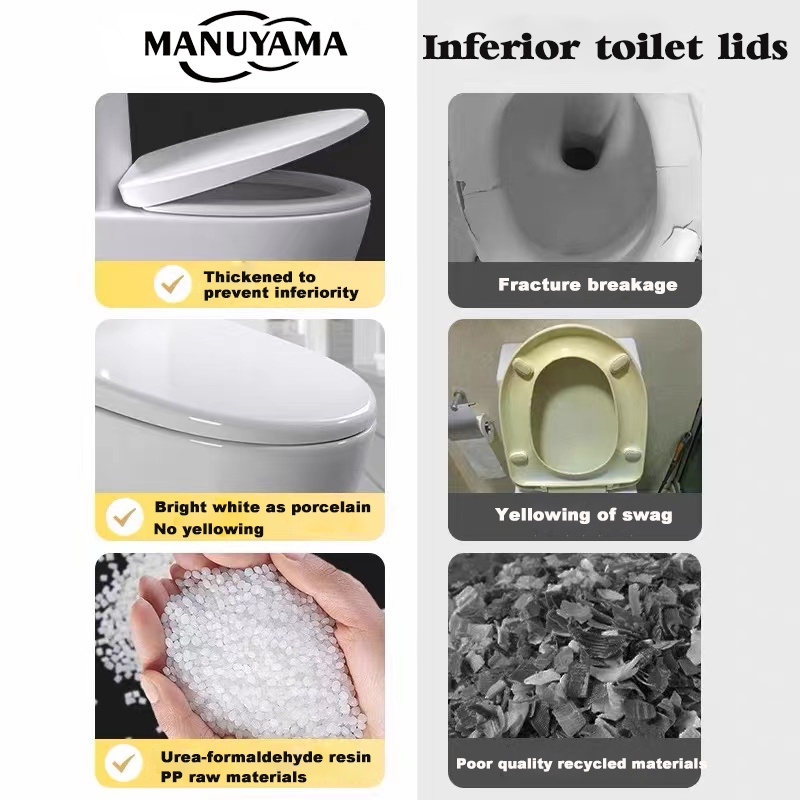 MANUYAMA Original Toilet Seat With Quietly Slow Close U/V/O Type ...