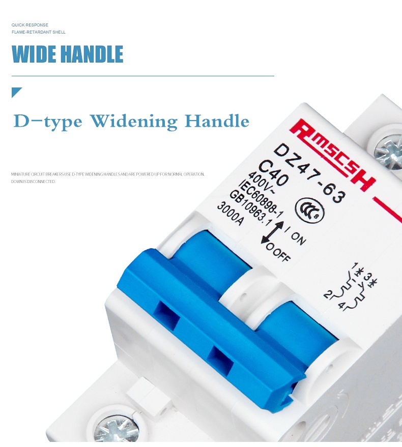 DZ47-63 1P 1P+N 2P 3P 4P 16-63A Home Small Residual Current Circuit Breaker Over And Short ...