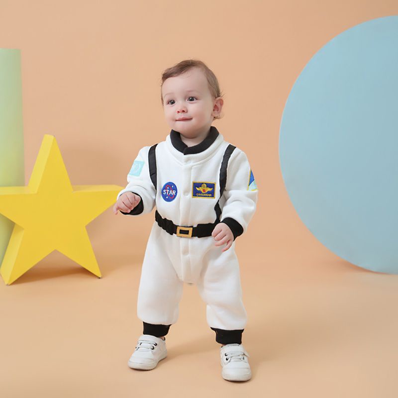 White Astronaut Costume for Baby Boy Long Sleeve Bodysuit Toddler ...