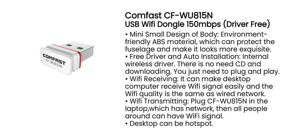 Comfast Cf-Wu815n USB Wi-Fi Dongle 150mbps Driver Free By EJD | Shopee ...