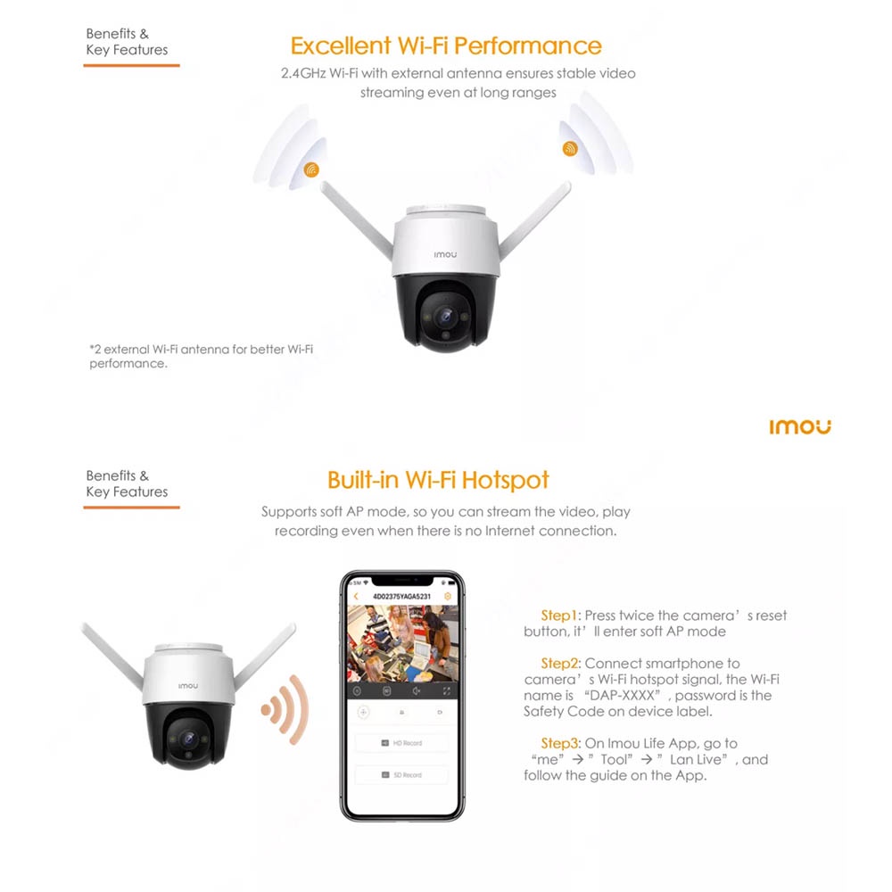 IMOU Cruiser Outdoor Camera IP66 Weatherproof Human Detection PTZ Built ...