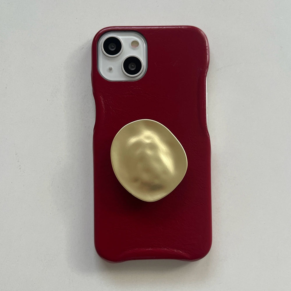 Vintage Red Leather Case For iPhone 15 14 13 12 16 Pro Max Luxury Gold ...