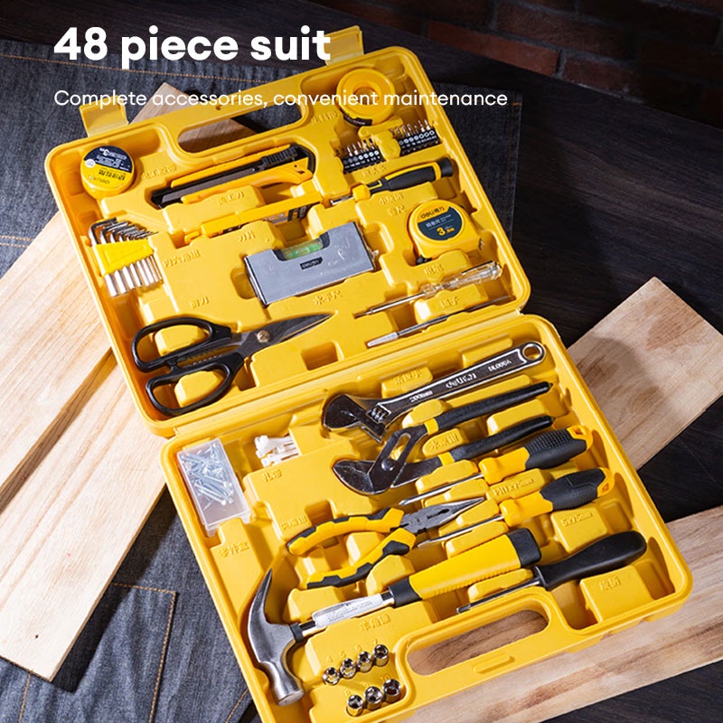 Deli Tools 48Pcs/Set Tool Box Set Household Repairing Tools Set Home ...