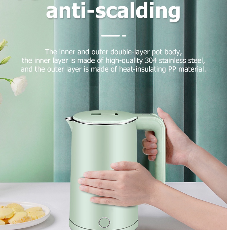 Stainless steel electric kettle 2.3L double layer anti-scalding ...