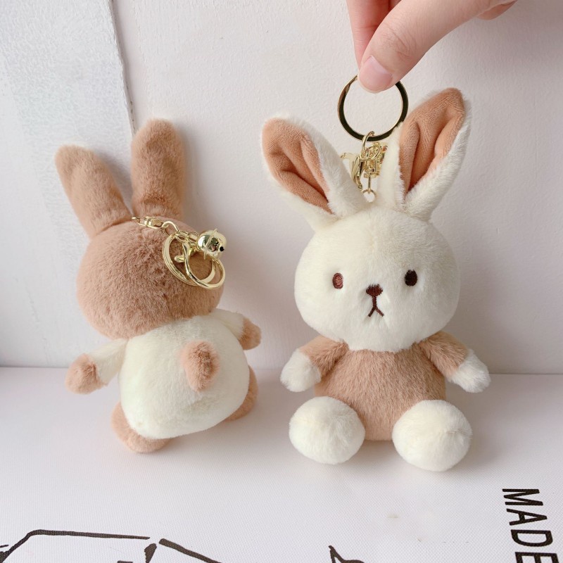 Milk Tea Rabbit Plush Cute Color Matching Bunny Doll Keychain Creative ...