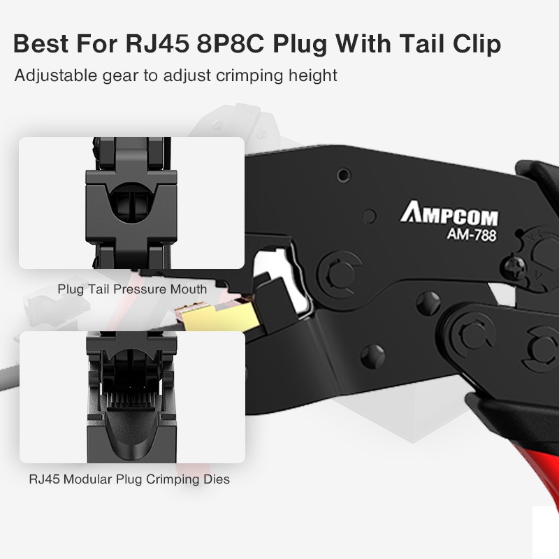 AMPCOM Network Tool Kit, Professional RJ45 Tool (CAT7 Crimper, 10PCS ...