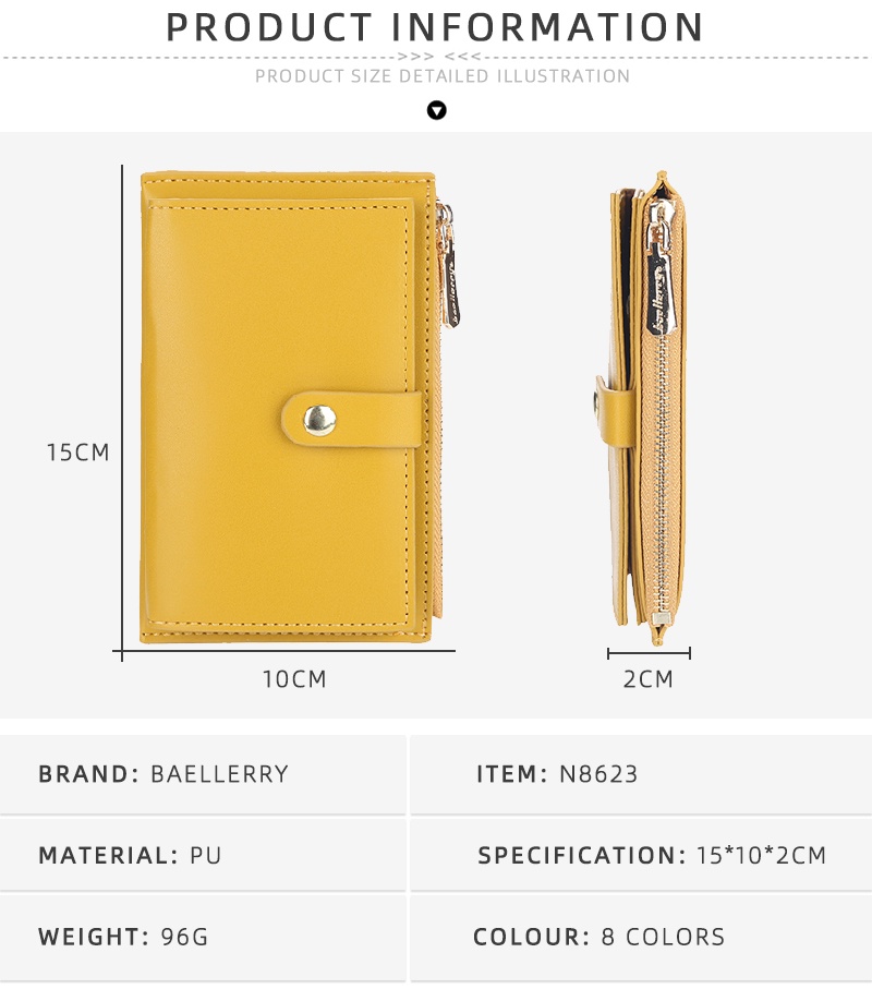 Baellerry 2023 Fashion Wallets Multiple Card Holder Medium Size Plain ...