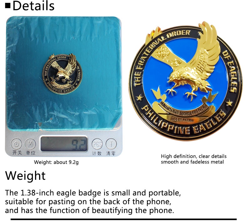 Mobile Phone Eagles Metal 3D Emblem 1.38inch Genuine Guarantee TFOE ...