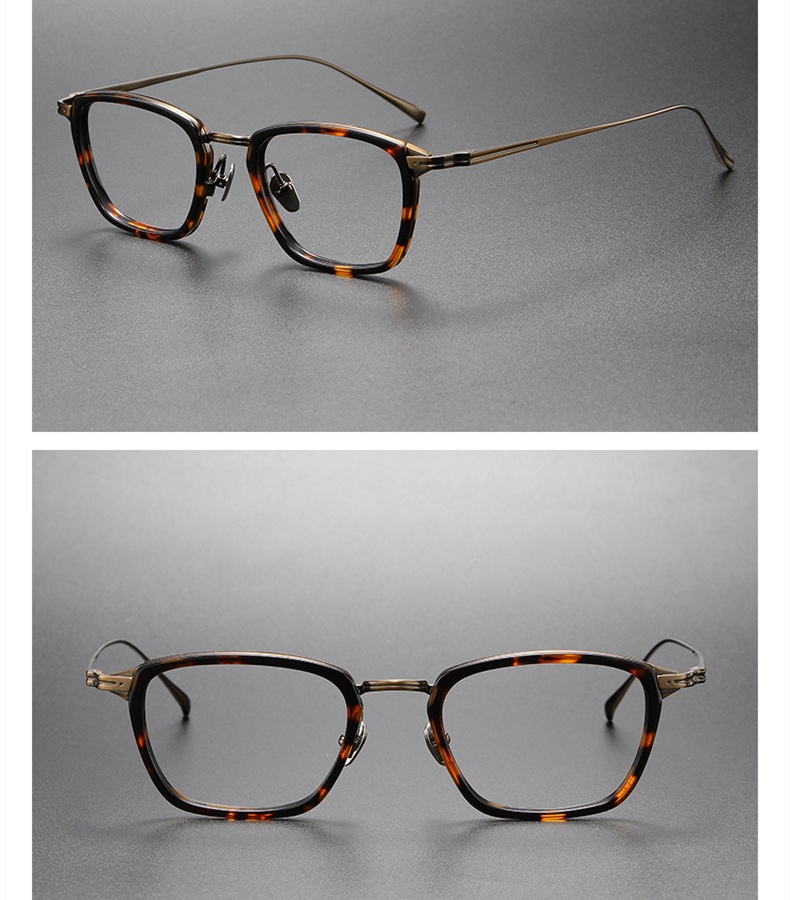 Japanese Vintage Titanium And Acetate Fiber Plate Combination Rectangular Glasses Frame Business ...