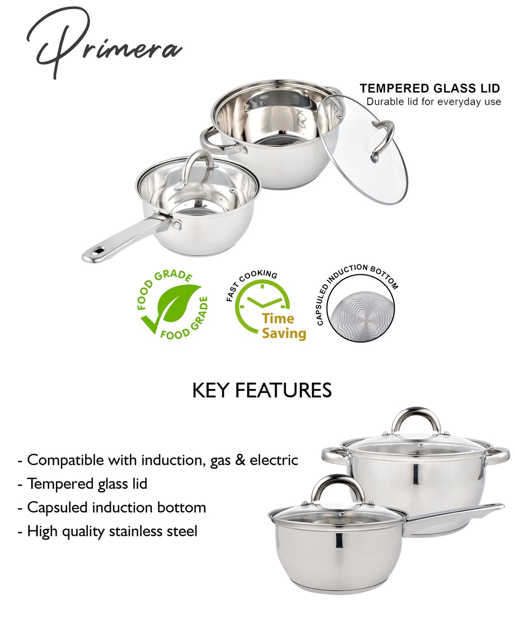 Dynamex 24cm Primera Induction Casserole Stainless Steel Cookware with ...