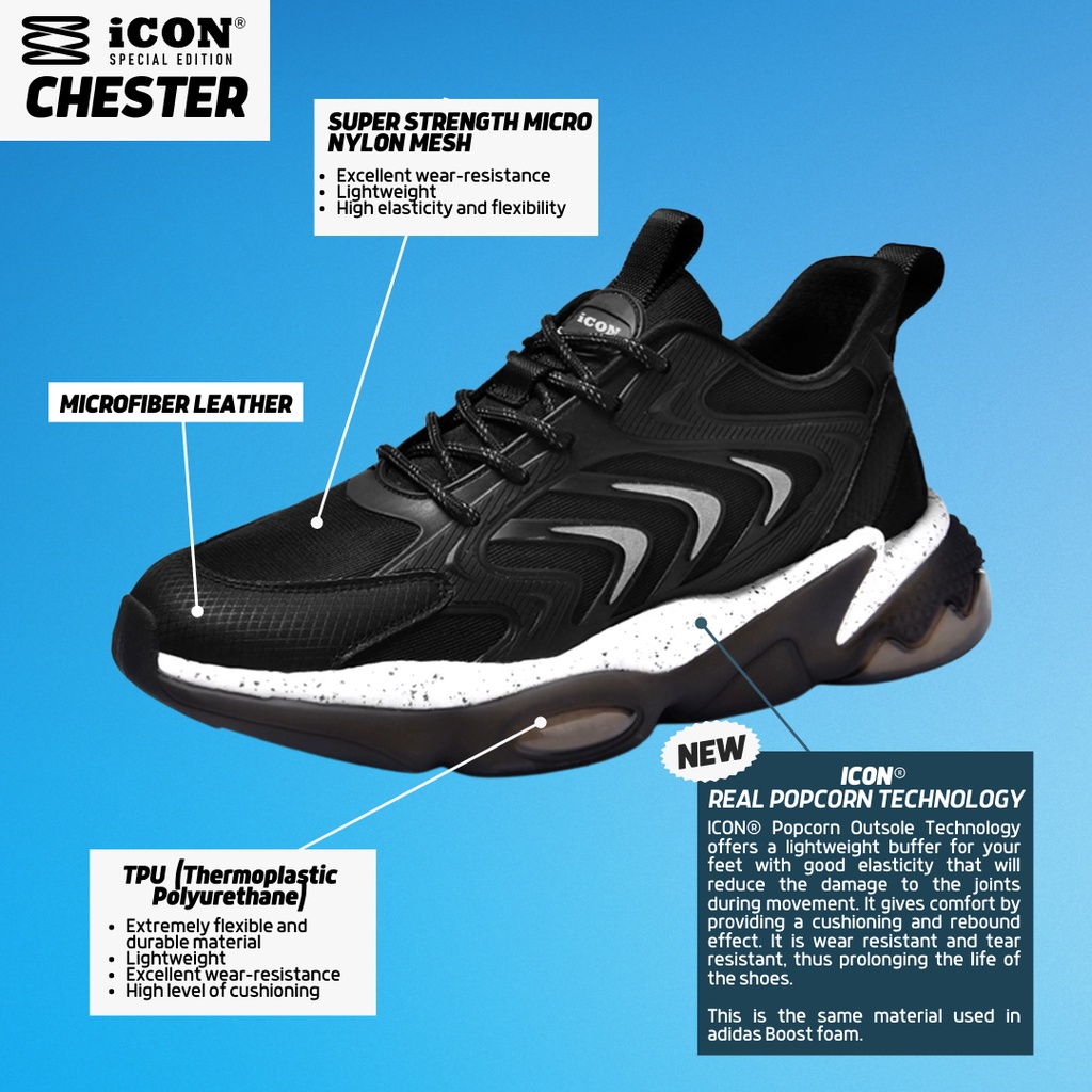 ICON Special Edition Chester Black Men's Lifestyle Shoes | Shopee ...