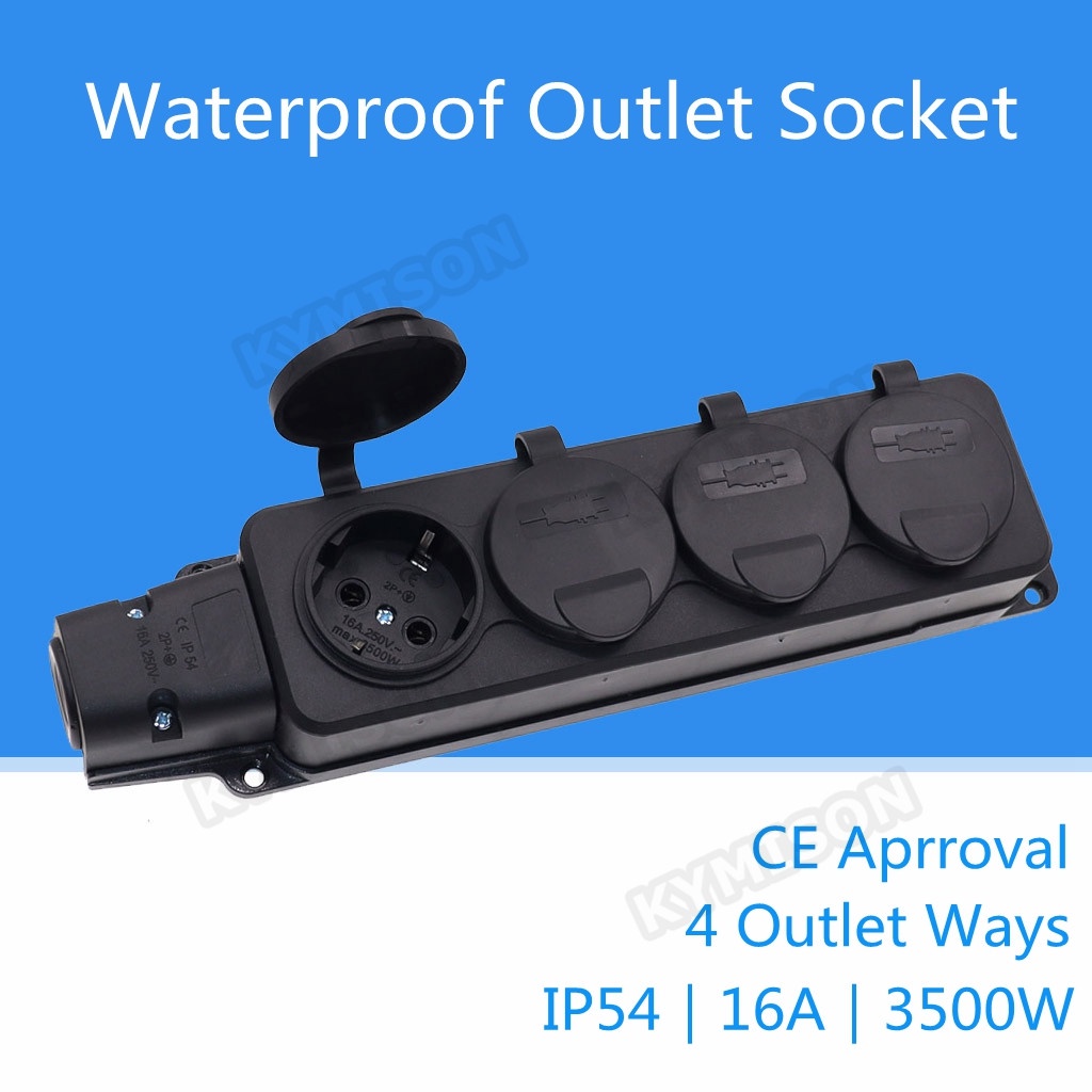 EU German 4 Ways/3 Ways/2 Ways/1 Ways Outdoor Waterproof Outlet Rain ...