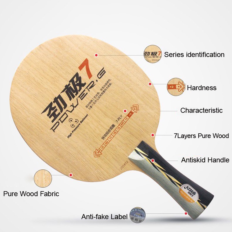 Original DHS POWER PG 7 Table Tennis Blade (7 Ply Wood Offensive ...