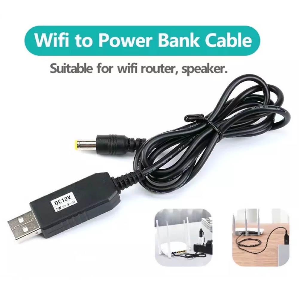 WiFi to Power bank Connector Cable DC 12V USB Cable Boost Converter ...