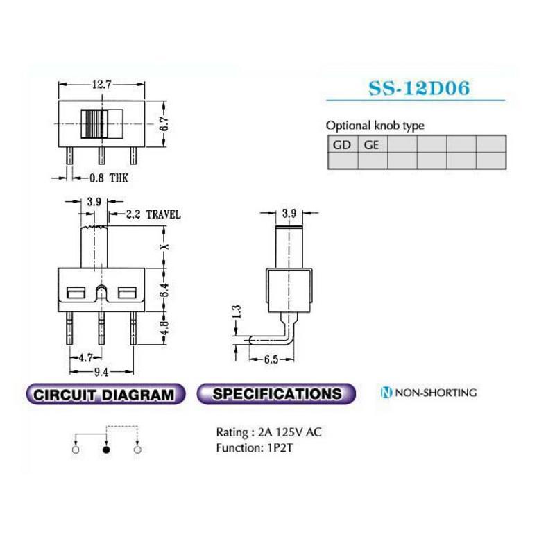 20Pcs/10Pcs Toggle Switch SS12D10 SS12D06 3Pin ON-OFF Handle Length 5mm 11mm 3A 250V SS12D10 ...