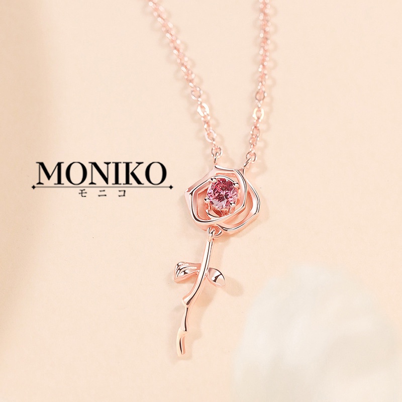 MONIKO Original Design 18k Gold Pink Rose Crystal Pendant Necklace ...