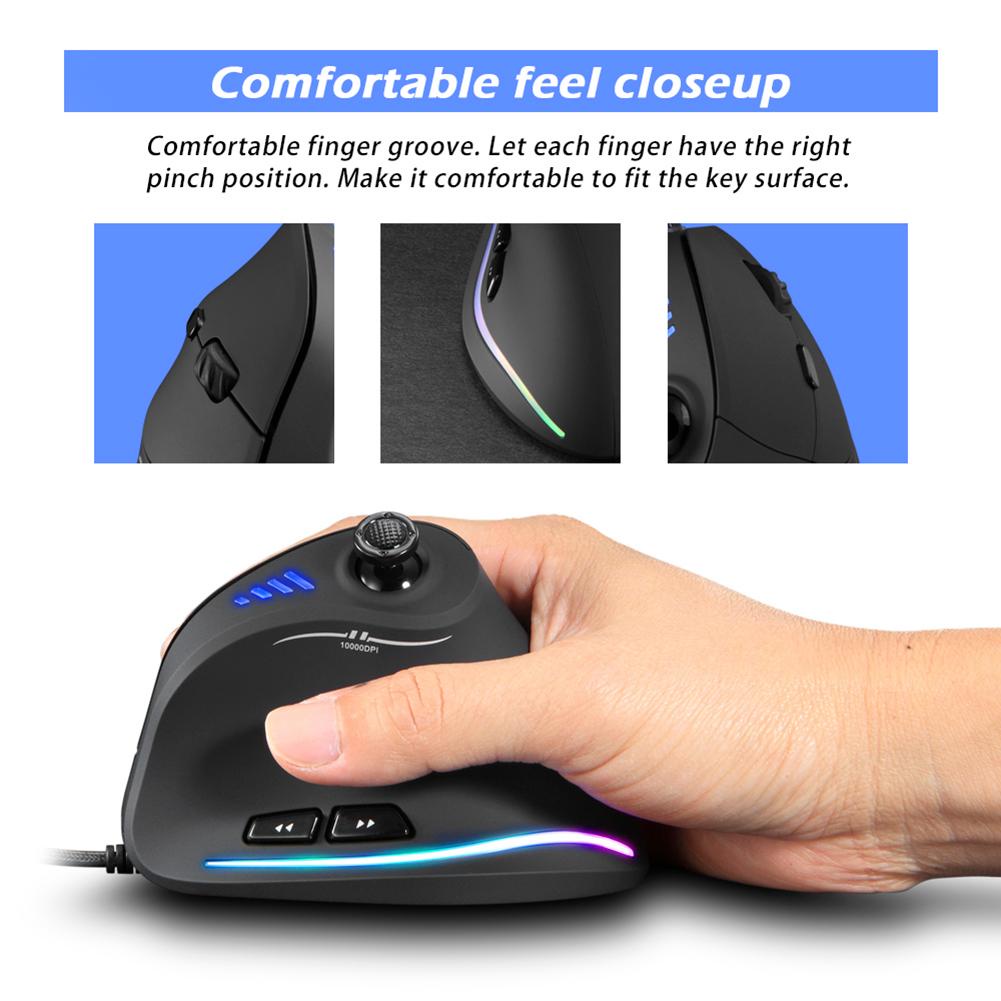 For ZELOTES Vertical Gaming Mouse Programmable USB Wired RGB Optical ...