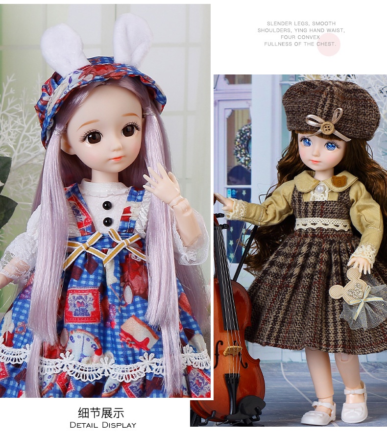 30cm 3D Simulation Eyes Can Move, Multi Joints Can Be Changed Dress Up ...