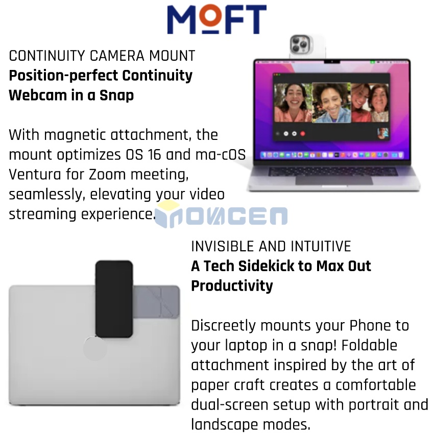 INOVAGEN Moft Flip Laptop Phone Mount Holder Foldaway Top Side Portable ...