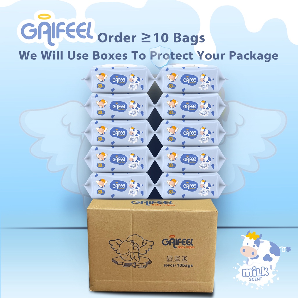 GAIFEEL Baby Wipes Milk Scent Baby Wipes 80PCS Pack of 5 | Shopee ...