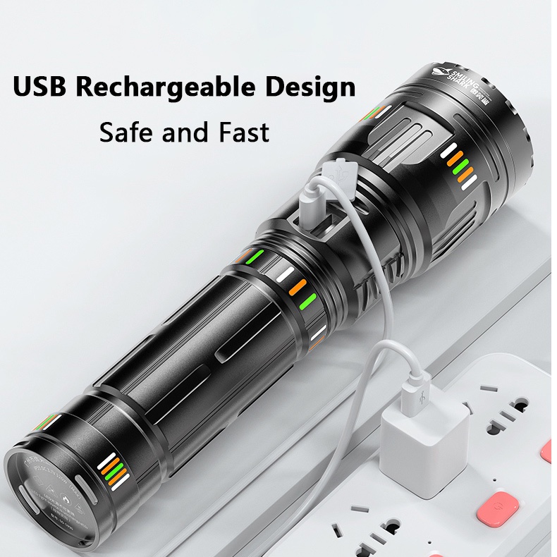 Smiling Shark Powerful Flashlight Led M80 12000LM Strong Light Flash ...