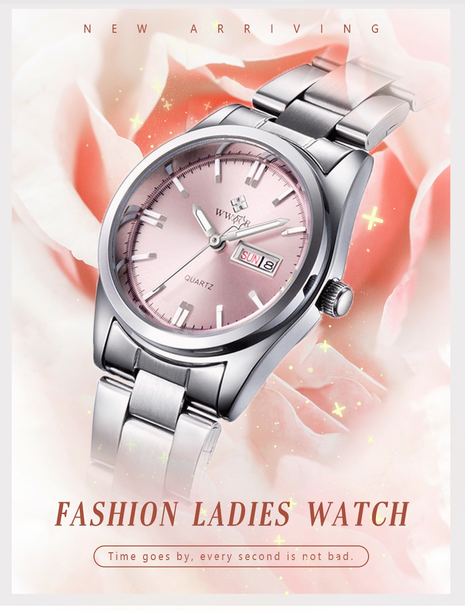 Wwoor Women Watches Analog Quartz Clock Stainless Steel Strap Wristwatch Waterproof Ladies Watch ...
