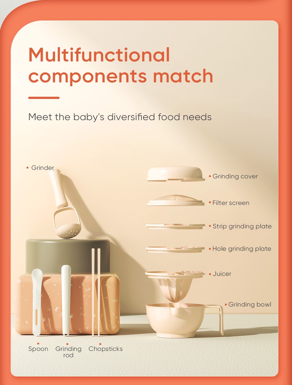 Yoboo Manual Baby Food Masher | PP Material | Easy to Clean | Multiple ...