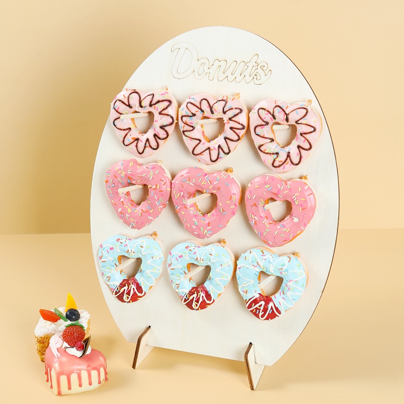 Wooden Donut Wall Display Stand Doughnut Holder Wedding Happy Birthday ...