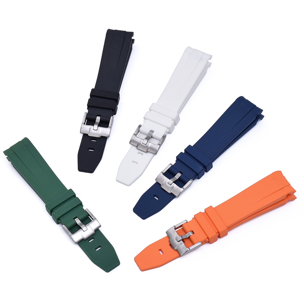 Curved Strap Rubber Watch Strap Curved End TPU Watch Band 20mm 22mm ...