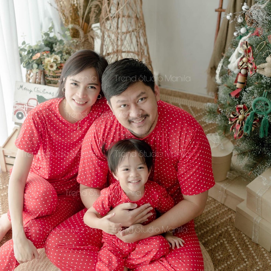 (HOLIDAY 3) Polka dots family terno pajama couple Christmas New Year ...